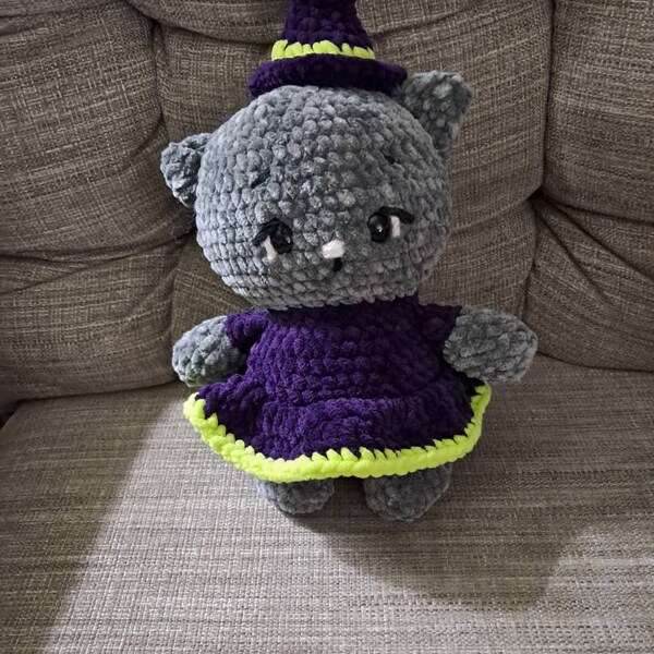 DIY Crochet Kitten Witch PATTERN PDF - Easy Amigurumi Kitten Witch ...