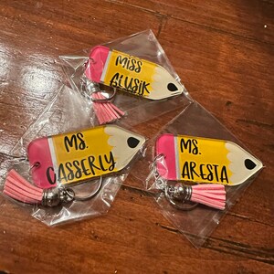 Custom Teacher Pencil Keychain - Etsy