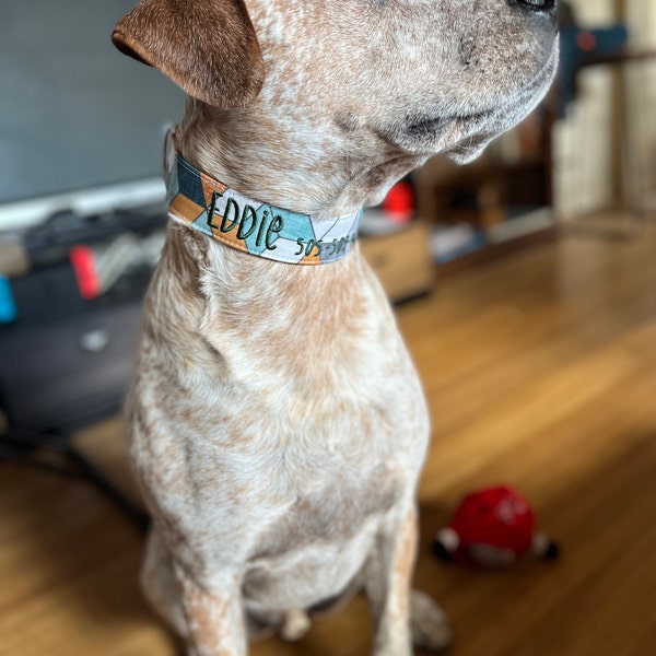 Fall Collar, Embroidered Dog Collar, Personalized Dog Collar, Geometric ...