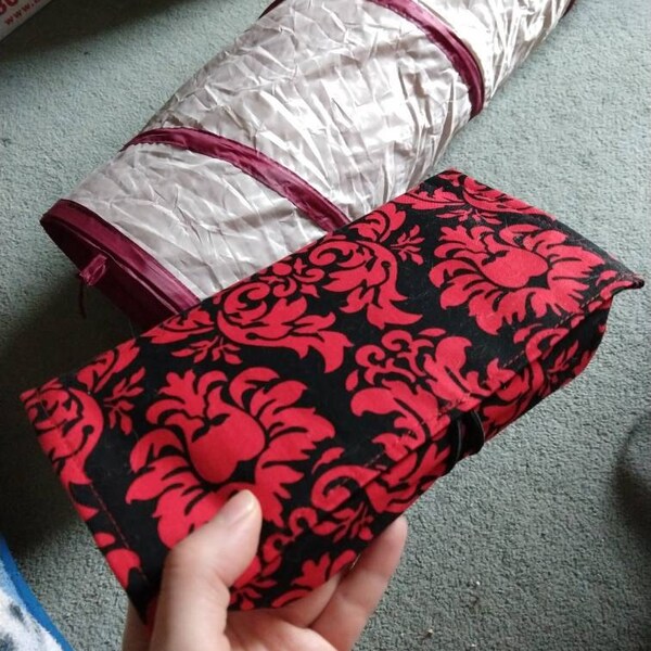 Fabric Coupon Organizer and Receipt Holder Black Cotton Twill Purple ...