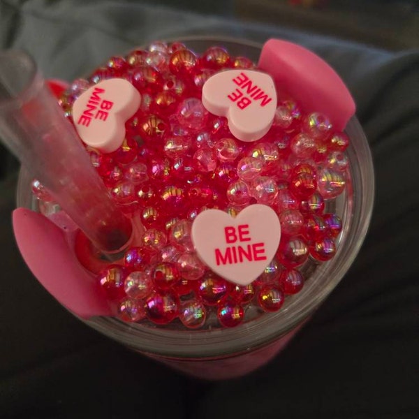 Be Mine Pink Heart Bubble Cup Topper - Etsy