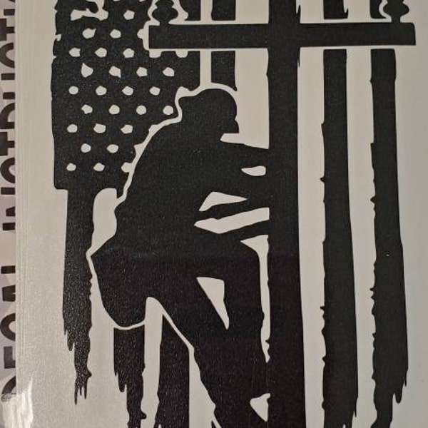 Lineman Decal | American Flag Decal | Electrician Decal | Lineman ...