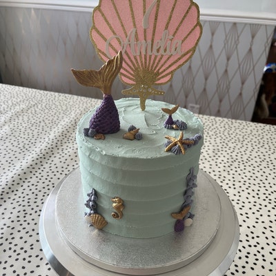 Seashell Cake Topper, Custom Glitter Cake Topper, Personalised Any Name ...