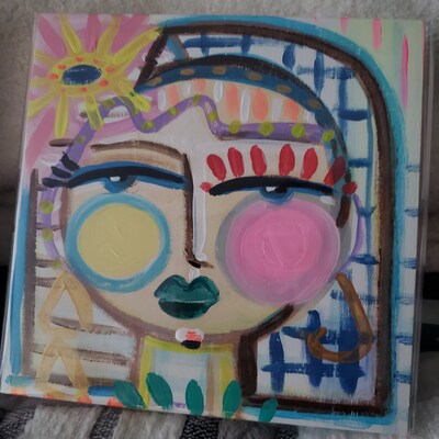 Green Abstract Face Art Woman Face Painting Original Art Woman Painting ...