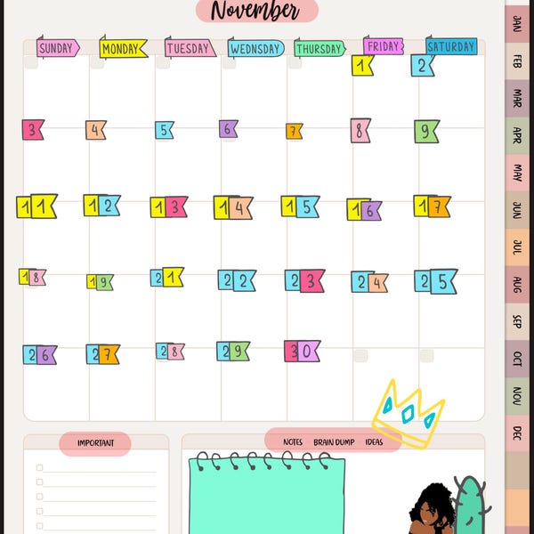 Goodnotes Template, Yearly Digital Calendar, Undated Digital Planner ...