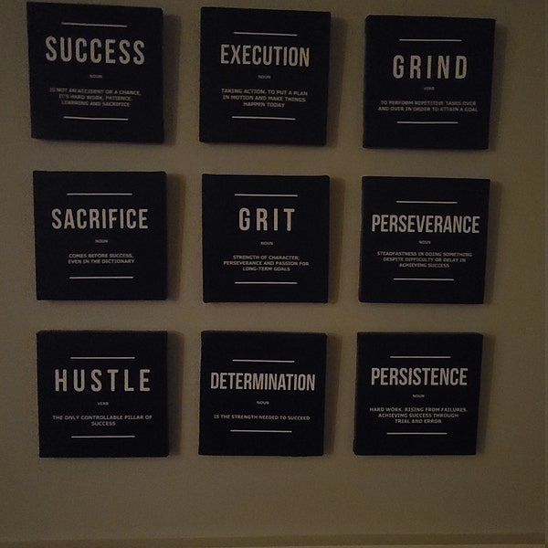 9x Motivational Definition Wall Art Set | Trendy Office Art ...