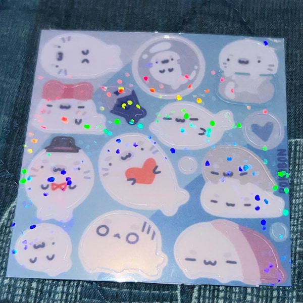 Cute Holographic Seal Sticker Sheet - Etsy