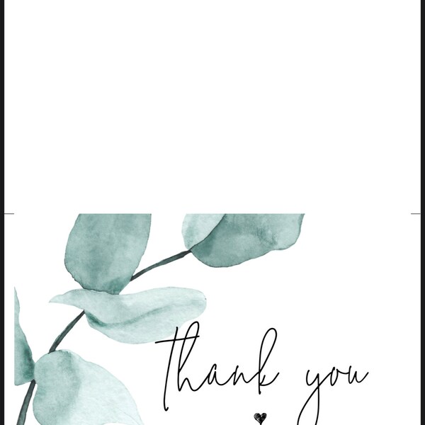 Eucalyptus Thank You Card Template, INSTANT DOWNLOAD, 100% Editable ...
