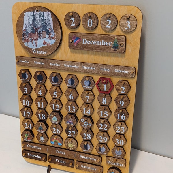 Wooden Perpetual Calendar for Kids,montessori Classroom, Homeschool ...
