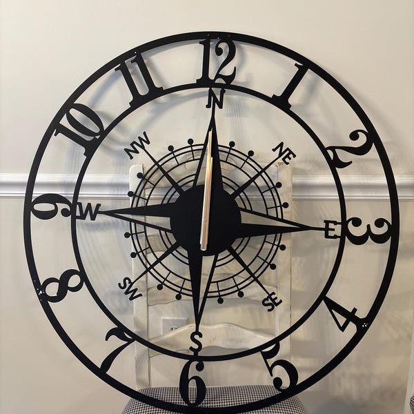 Unique Latin Numeral Compass Metal Wall Clock,extra Large Clock,ships ...