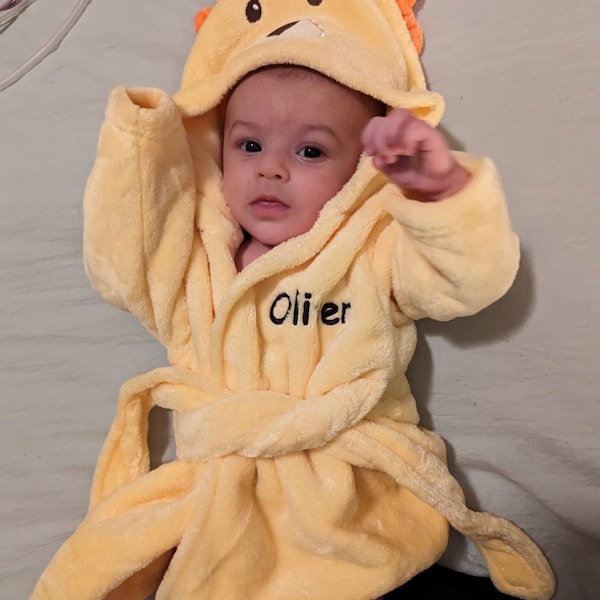 PERSONALIZED Baby Bathrobe -animal -infant Bath Robe -custom Monogram ...