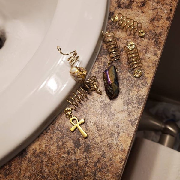 Loc Jewelry Gold Ankh Braid/dread Charms Set of 3 Dreadlock Sisterloc ...