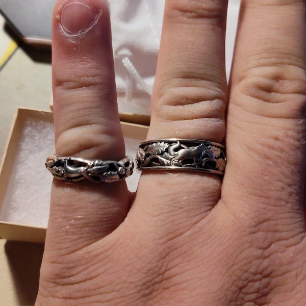 Woodland Rabbit Wedding Ring, Sterling Bunny Ring, Forest Nature Ring ...