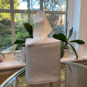 White Linen Ruffle Rectangle Tissue Box Cover | Etsy