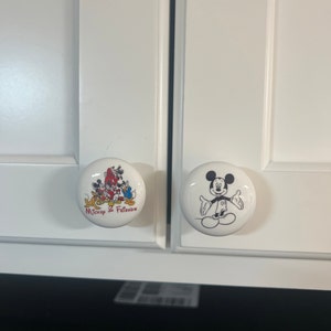 Mickey Minnie Mouse Home Decor Ceramic Knob Kitchen Cabinet Door or Drawer Pull White - Etsy