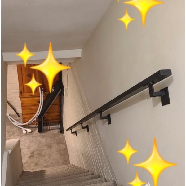 2"x1" Metal/steel Handrail for Stairs/steps, Satin Black Ultra-modern ...