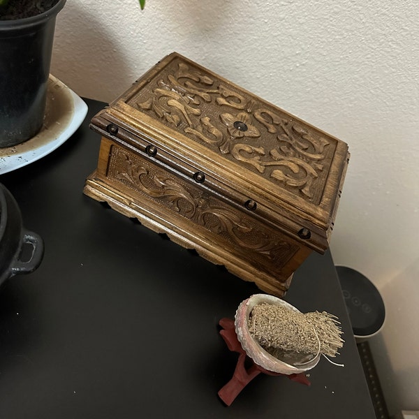 Wooden Puzzle Box, Secret Lock Box, Walnut Jewelry Box, Vintage Jewelry ...