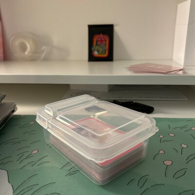Clear Flip Top Container, Plastic Simple Card Sleeves Storage Box, Kpop ...