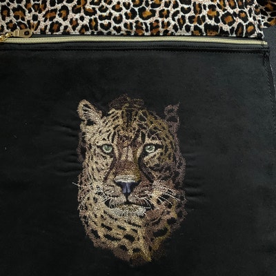 Cheetah on a Black Background Machine Embroidery Design Leopard ...