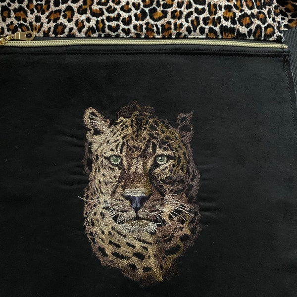 Cheetah on a Black Background Machine Embroidery Design - Leopard ...