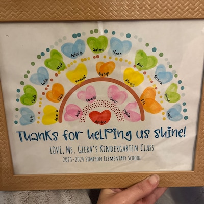 Sun Fingerprint Art Teacher Appreciation Gift, Printable 8x10 Editable ...