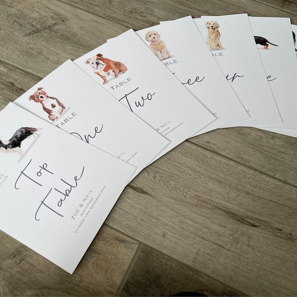 Dog Wedding Table Numbers | Pooch Wedding Reception Table Numbers ...