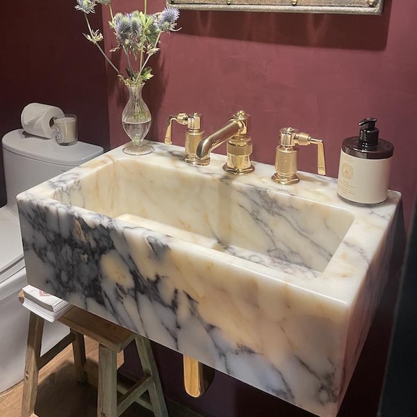 Custom Marble Bathroom Vanity With Marble Sink and Ramp Basin for ...