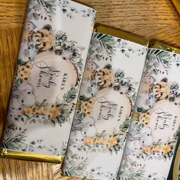 EDITABLE Jungle Chocolate Bar Wrapper, Safari Wild Animals Candy Bar ...