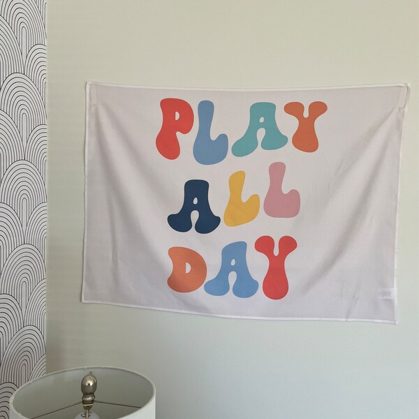 Play All Day Sign Playroom Wall Decor Playroom Sign Decor Lets Play ...