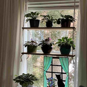 Hanging Window Shelves Window Plant Shelf 2 Tiered Window Floating ...