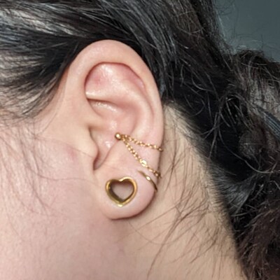 20g 16g Thin Double Chain Conch Ear Stud, Conch Hoop Double Chain Ring ...