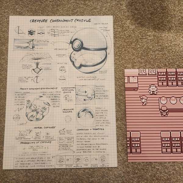 Pokeball Blueprint Pokemon Art Framed Print / Mats - Etsy