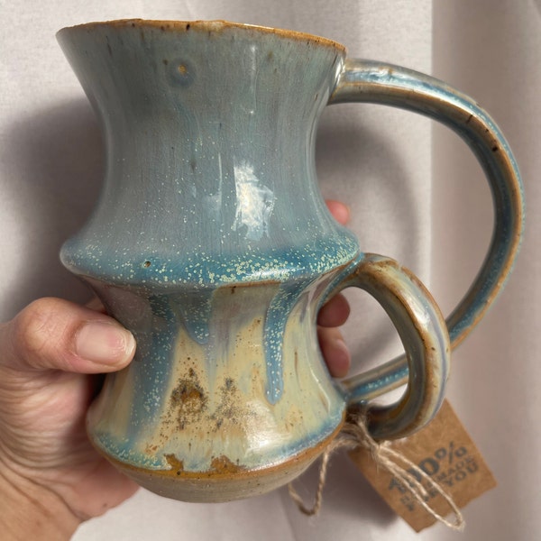 Wonky Rustic Blue Mug | Wheel Thrown Ceramic | Pottery | Stoneware - Etsy