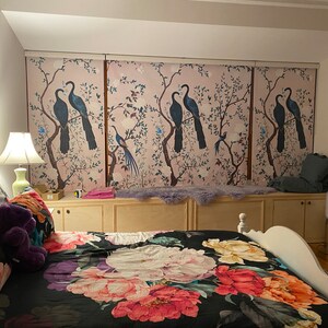 Pink Floral Roller Shades, Butterflies Fluttering in Flowers Roller ...