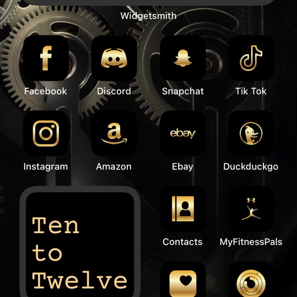 5000+ Gold iPhone Ios 18 App Icons Pack | Gold Icon Aesthetic Black ...