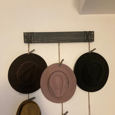 Hat Organizer Hat Wall Hanging Fedora Display Hat Rack Industrial Home ...