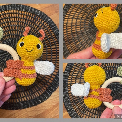 CROCHET PATTERN Bee Rattle, Crochet Baby Rattle Bumblebee, Crochet Toy ...