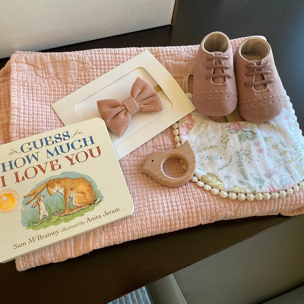 Peachy Keen Baby Girl Gift Bundle, New Baby Gift Box, Welcome Baby Box ...