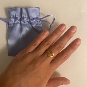 Simple Open Heart Ring, Gold and Silver Rings, Delicate, SIZES 6, 7, 8 ...