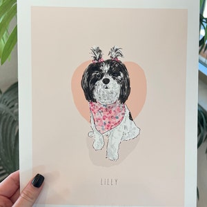 Sheepadoodle Illustration / Doodle Dog Drawing / Pet Lovers Gift / Life ...