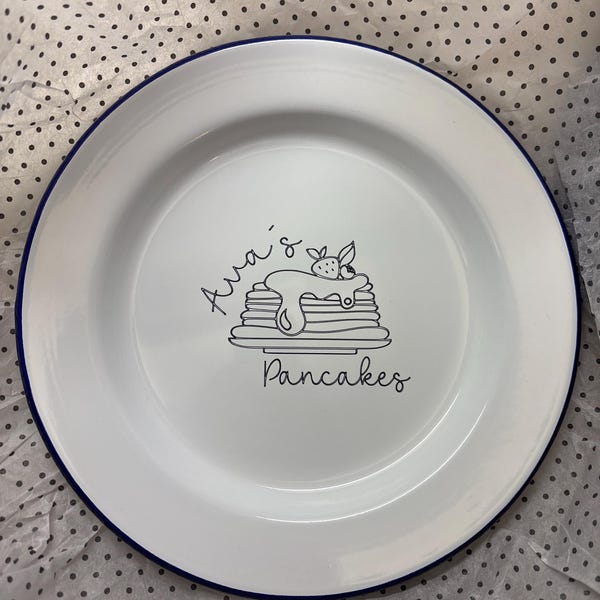 Handwritten Recipe - Engraved Enamel Shallow Bowl - Personalised Bowl ...