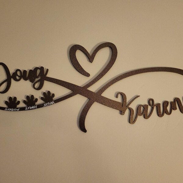 Personalized Metal Infinity Symbol With Names Personalized Infinity ...