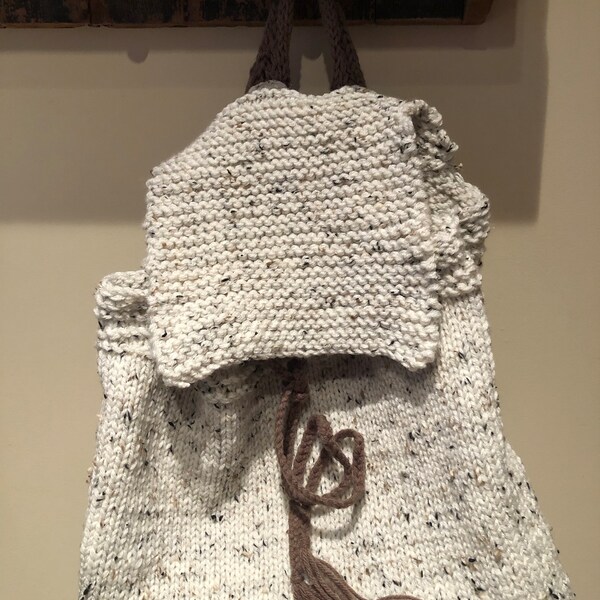 Backpack Knitting Pattern, Easy Drawstring Knit Bag Pattern, Straw-like ...