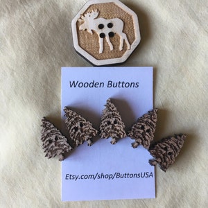 Moose Buttons 5 Pack. Octagon Button Wooden Laser Engraved | Etsy