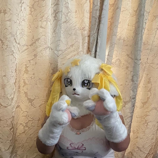 Furry Fursuit White Sheep Mask Cat Mask , Cosplay Mask Head , Beast ...