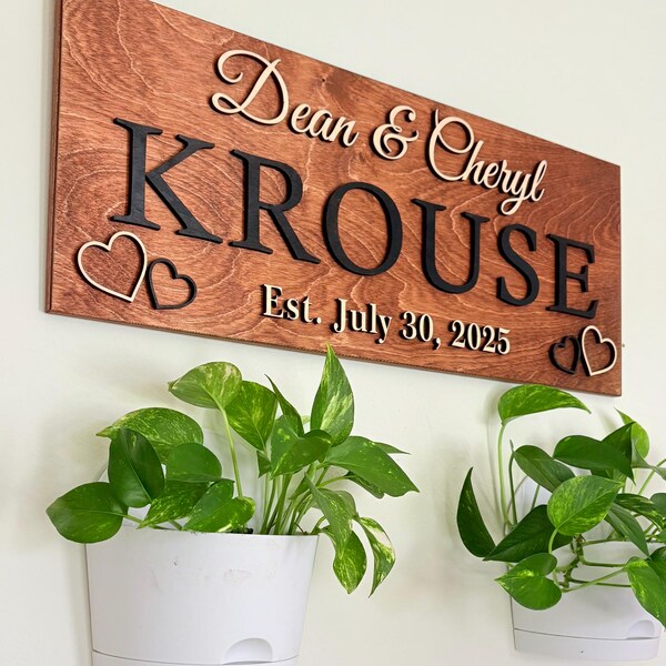 Personalized Wedding Gift Last Name Established Sign Family Name Sign ...