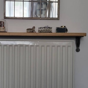 Rustic Solid Wood Radiator Shelf With Cast Iron Brackets - Etsy UK