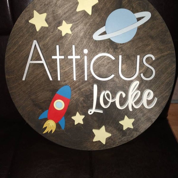 Custom Space Name Sign, Outer Space Nursery Decor, Rocket Ship - Etsy