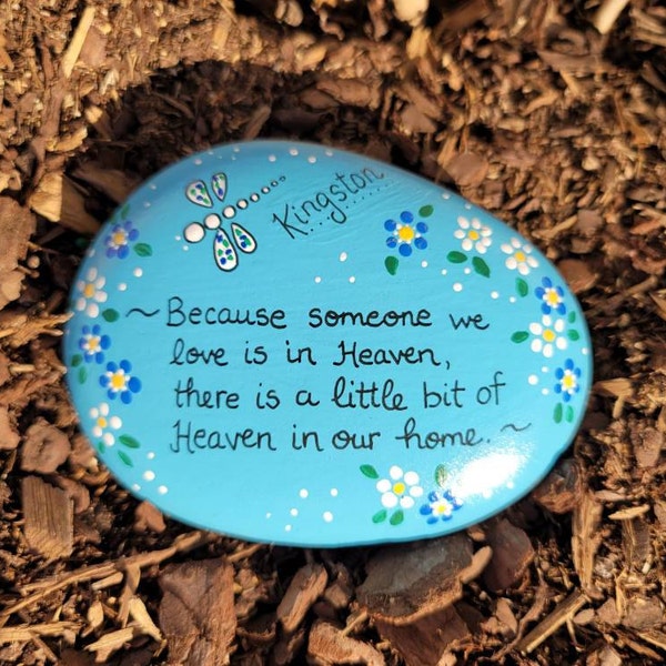 Custom Memorial Rock: Hand-painted Memory Stone, Graveside Keepsake - Etsy