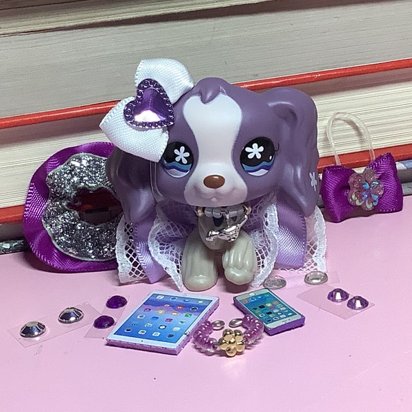 Littlest Pet Shop LPS 12 PC Clothes PURPLE Accessories Grab Bag Custom ...
